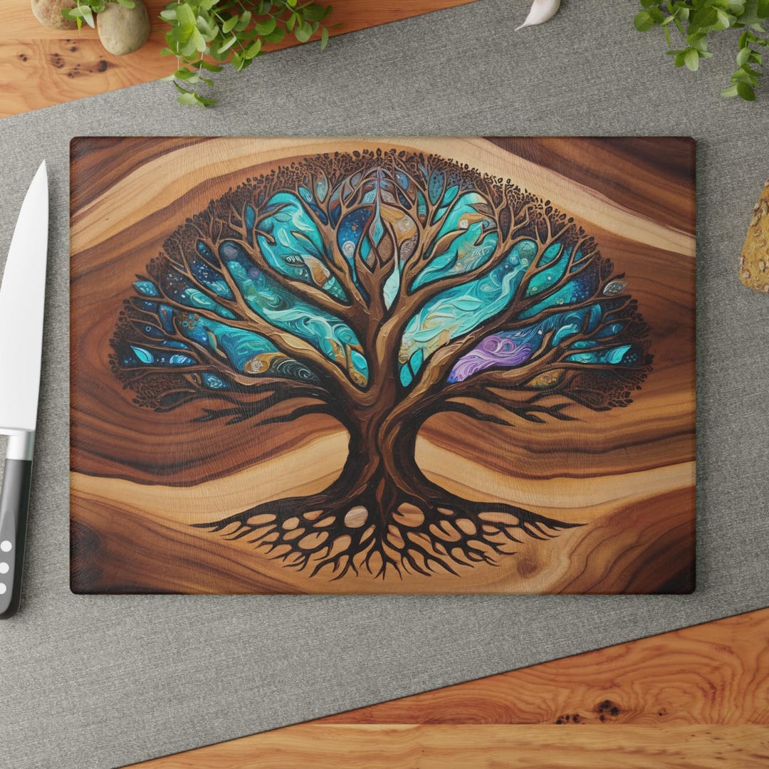 Tree of Life Glass Charcuterie Board, Cutting Board, Wedding Gift ...