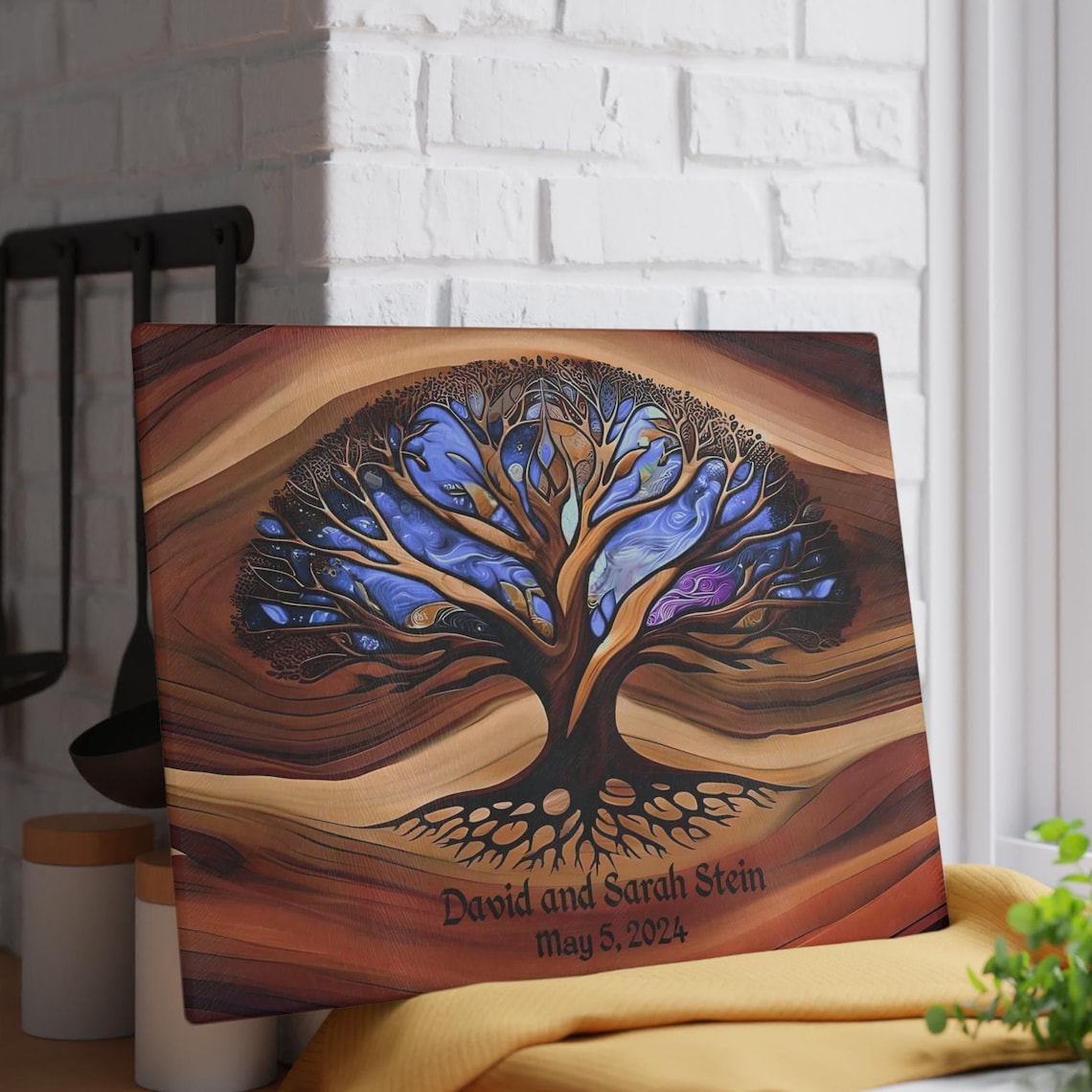 Personalized Charcuterie Board – Tree of Life Glass Cutting Board ...
