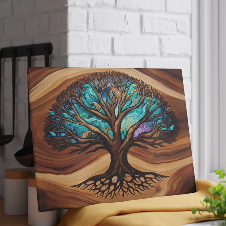 Tree of Life Glass Charcuterie Board, Cutting Board, Wedding Gift ...