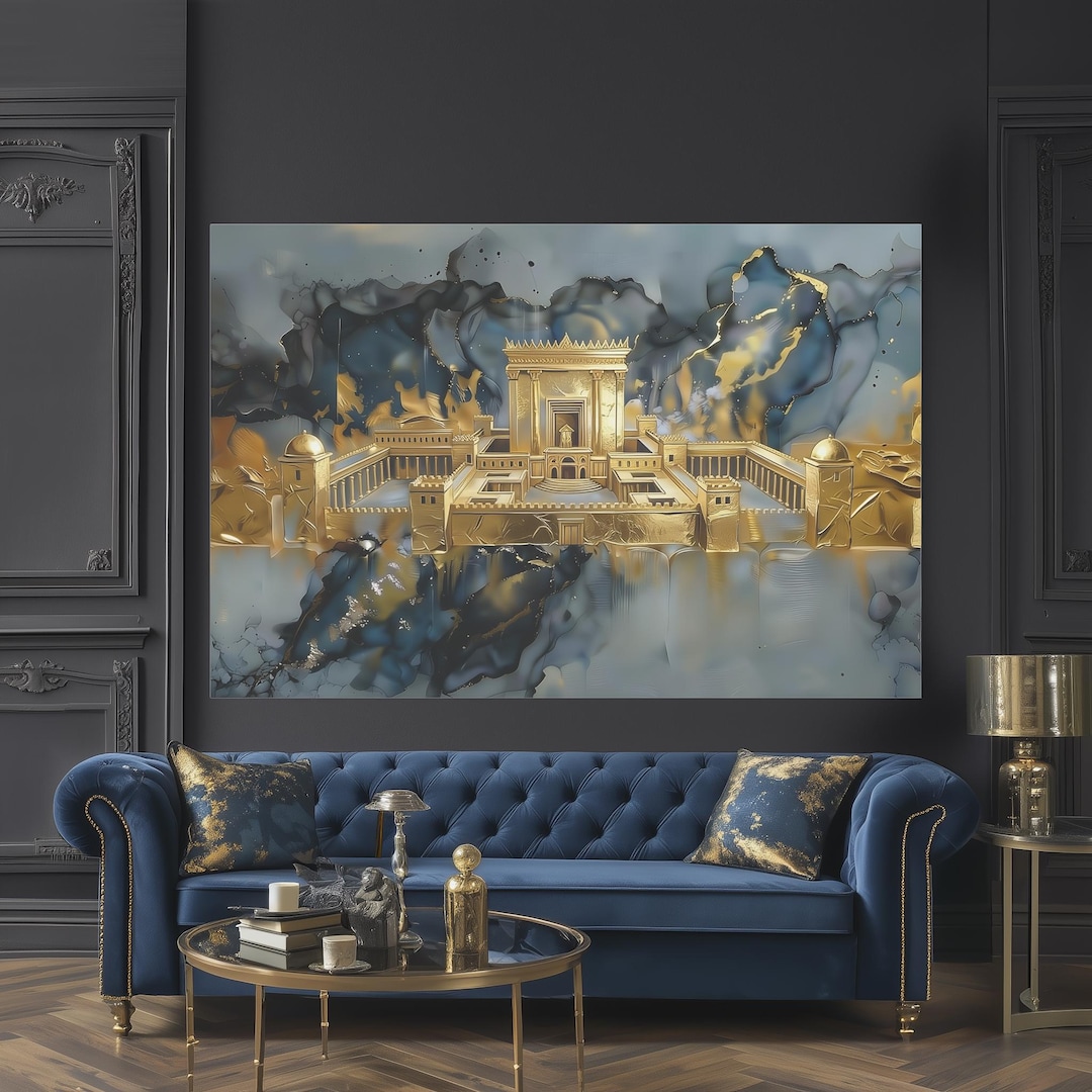 Extra Large Jewish Art Painting, Jerusalem Temple Beit Hamikdash Art ...
