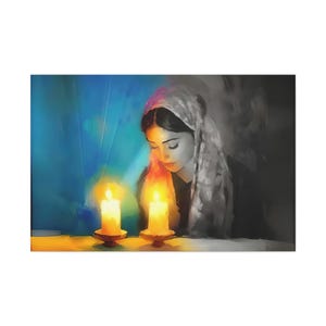 Jewish Painting, Jewish Modern Art, Jewish Candle Lighting Art, Canvas ...
