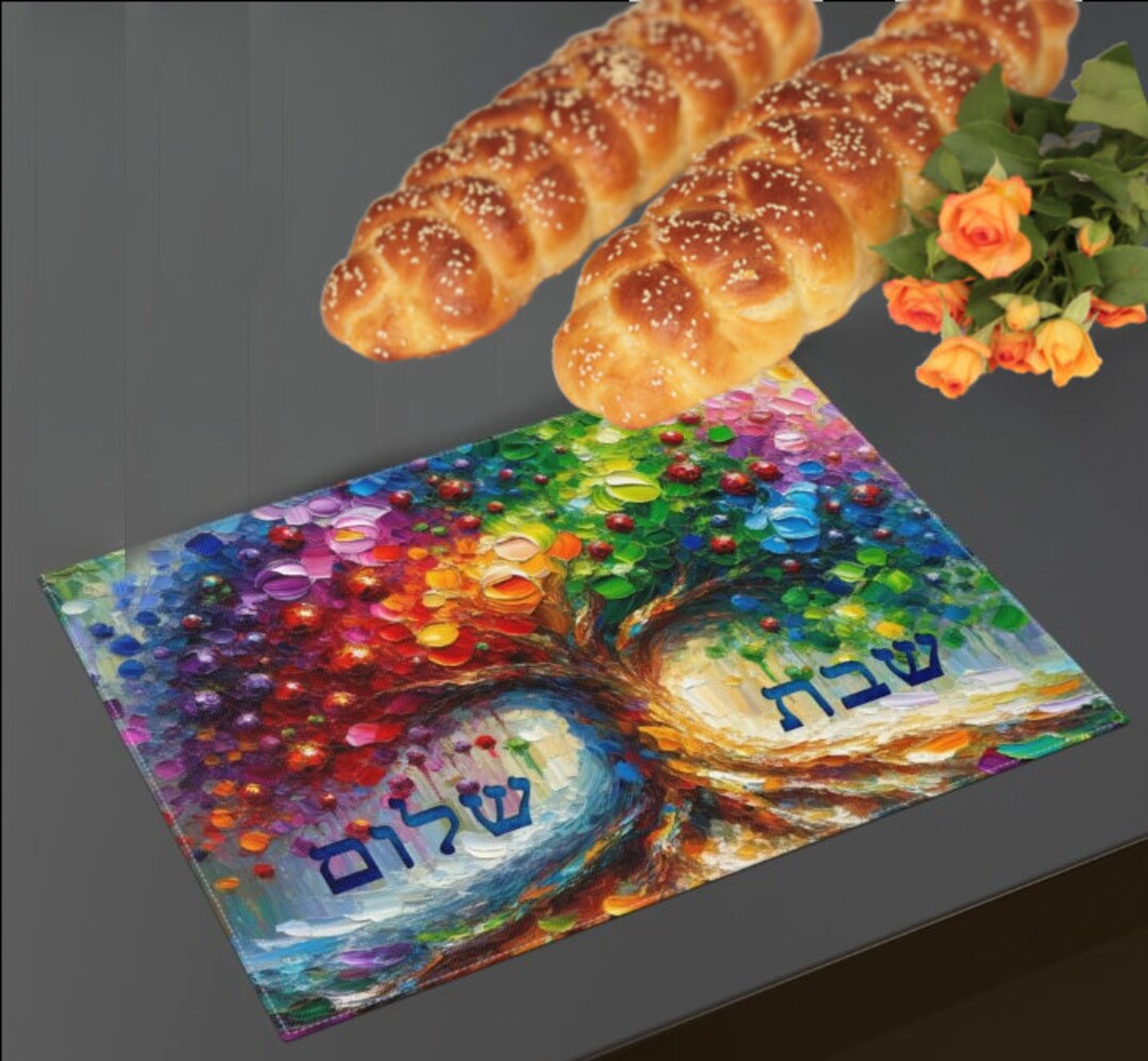 Challah Cover, Tree of Life, Hebrew, Shabbat Shalom, Original Art ...