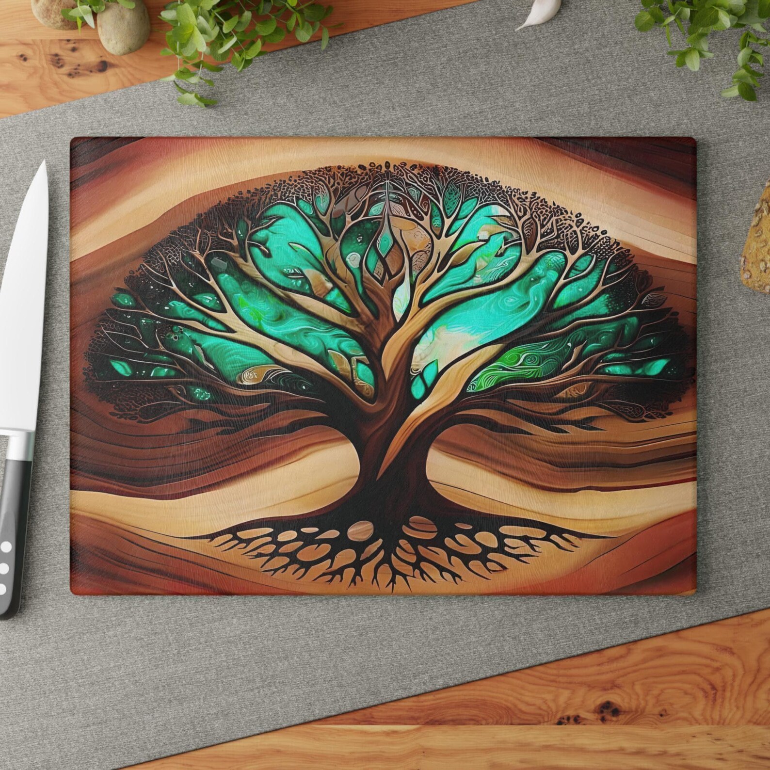 Tree of Life Glass Charcuterie Board, Personalized Cutting Board ...