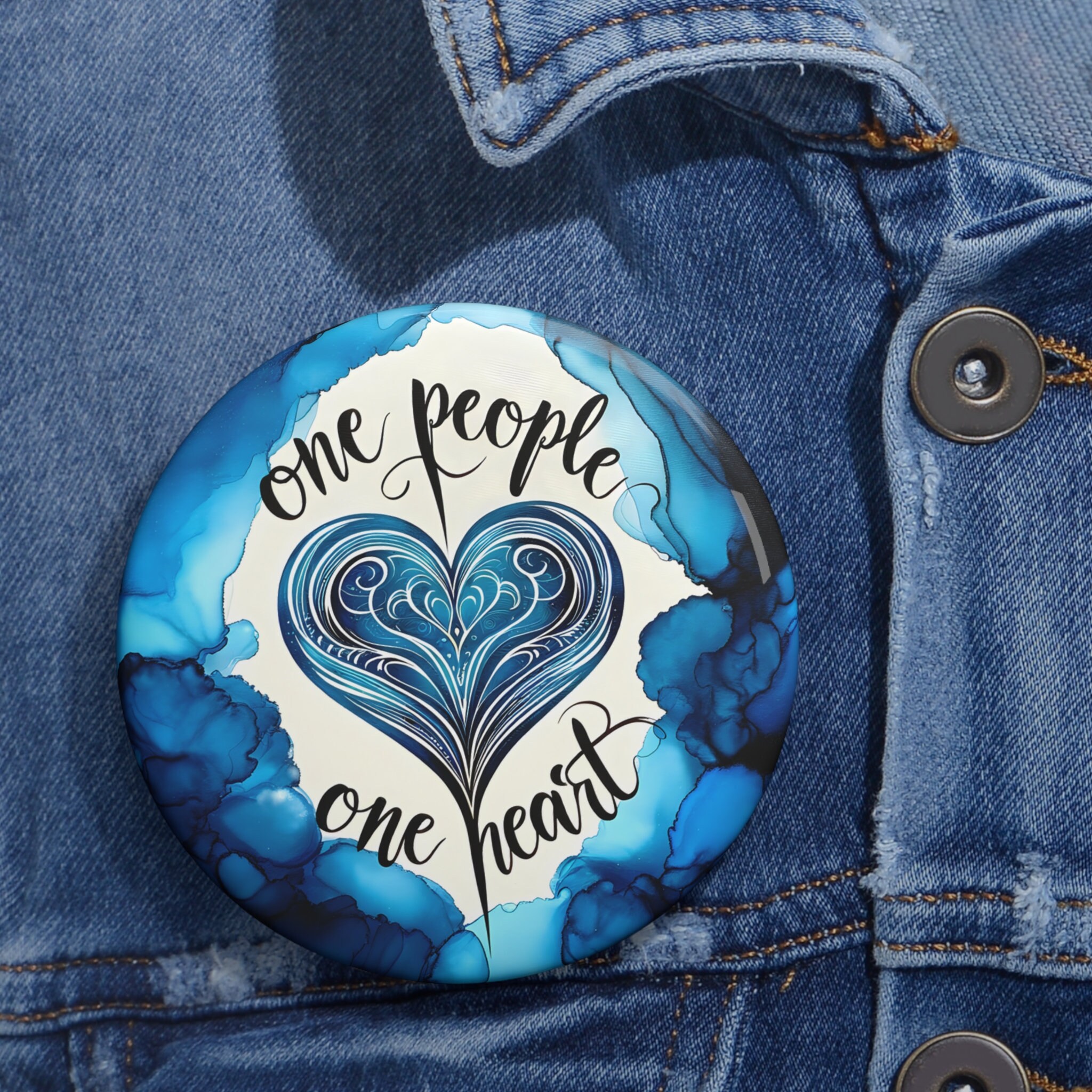 Jewish Support Pin, One People One Heart Artistic Metal Pin Button in 3 ...
