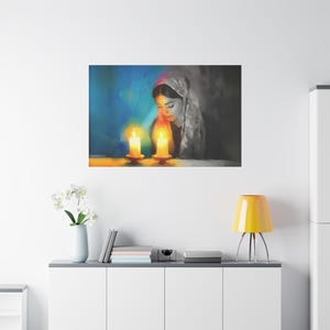 Jewish Painting, Jewish Modern Art, Jewish Candle Lighting Art, Canvas ...