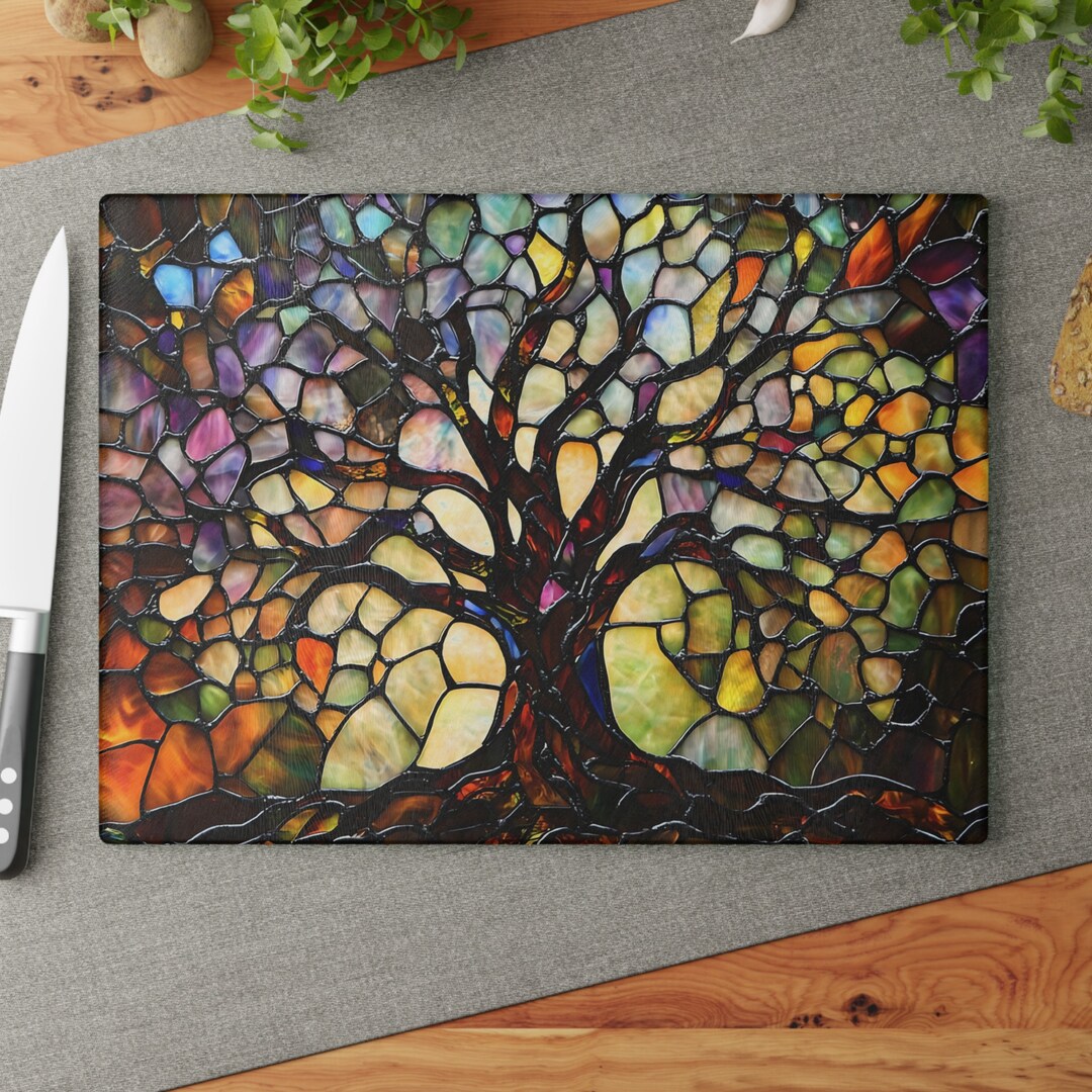 Tree of Life Glass Charcuterie Board, Wedding Gift, Cutting Board, Faux ...