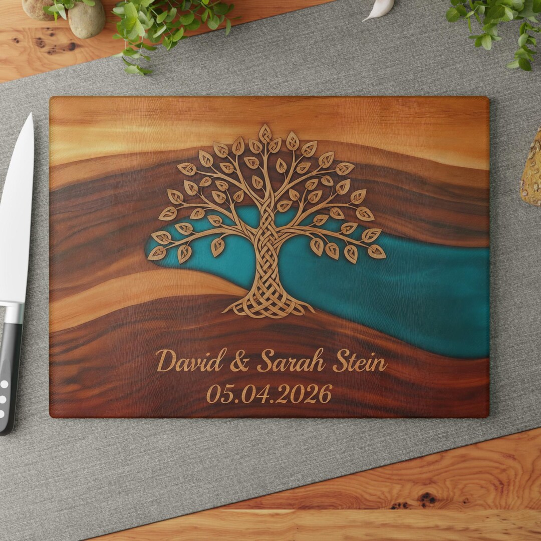 Custom Tree of Life Glass Charcuterie Board, Personalized Cutting Board ...