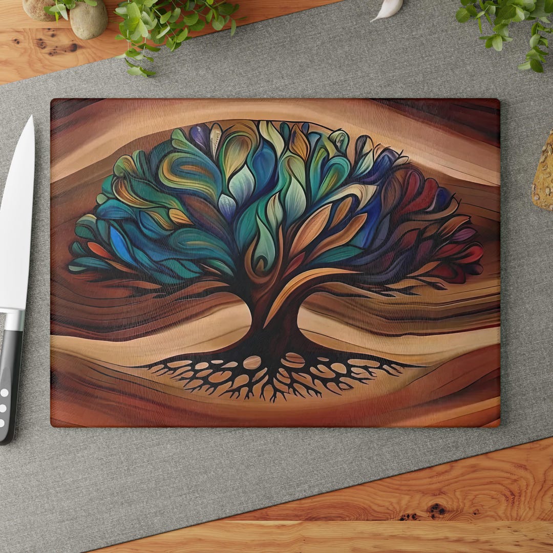 Tree of Life Glass Charcuterie Board, Personalized Cutting Board ...