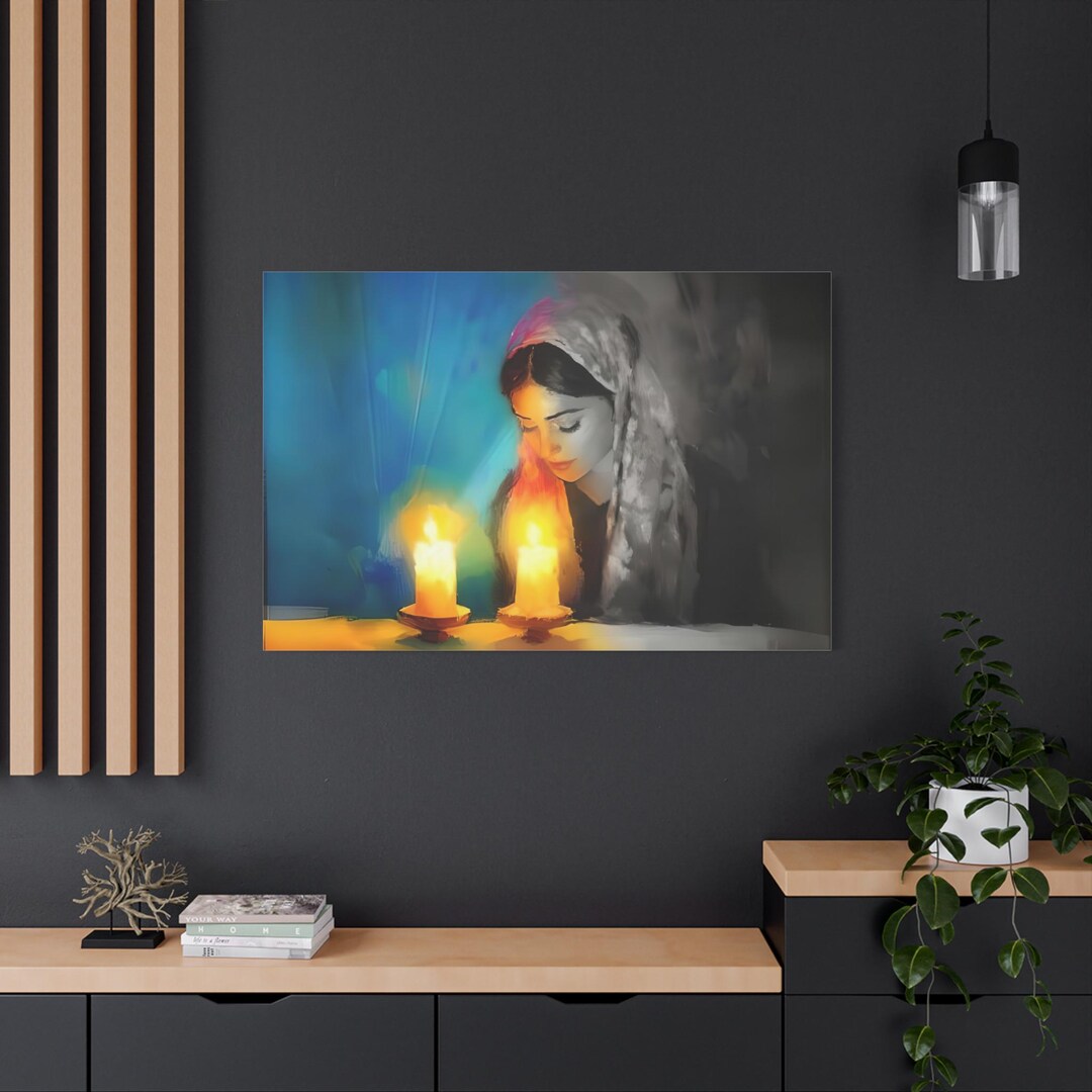 Jewish Painting, Jewish Modern Art, Jewish Candle Lighting Art, Canvas ...