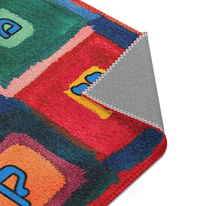Jewish Rug, Vibrant Hebrew Alphabet Area Rug, Durable Polyester ...