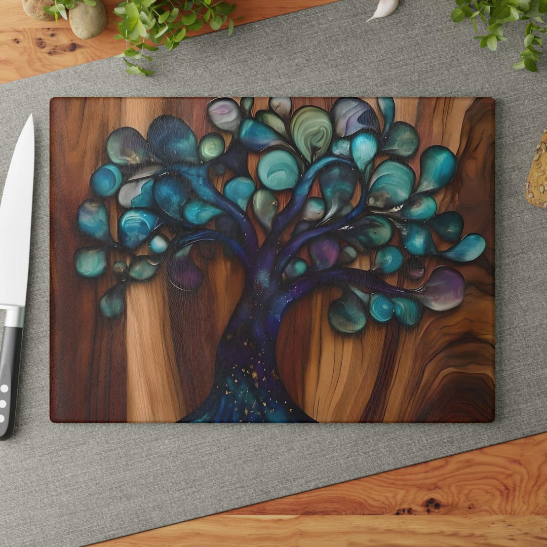 Glass Charcuterie Board Tree of Life, Personalized Cutting Board ...