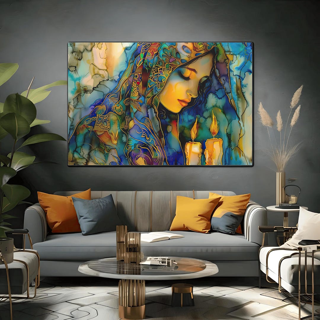 Extra Large Jewish Art Painting, Alcohol Ink Inspired Modern Jewish Art ...