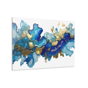 Jewish Modern Art, Judaica, Jewish Resin Pour, Alcohol Ink, Glass Like ...