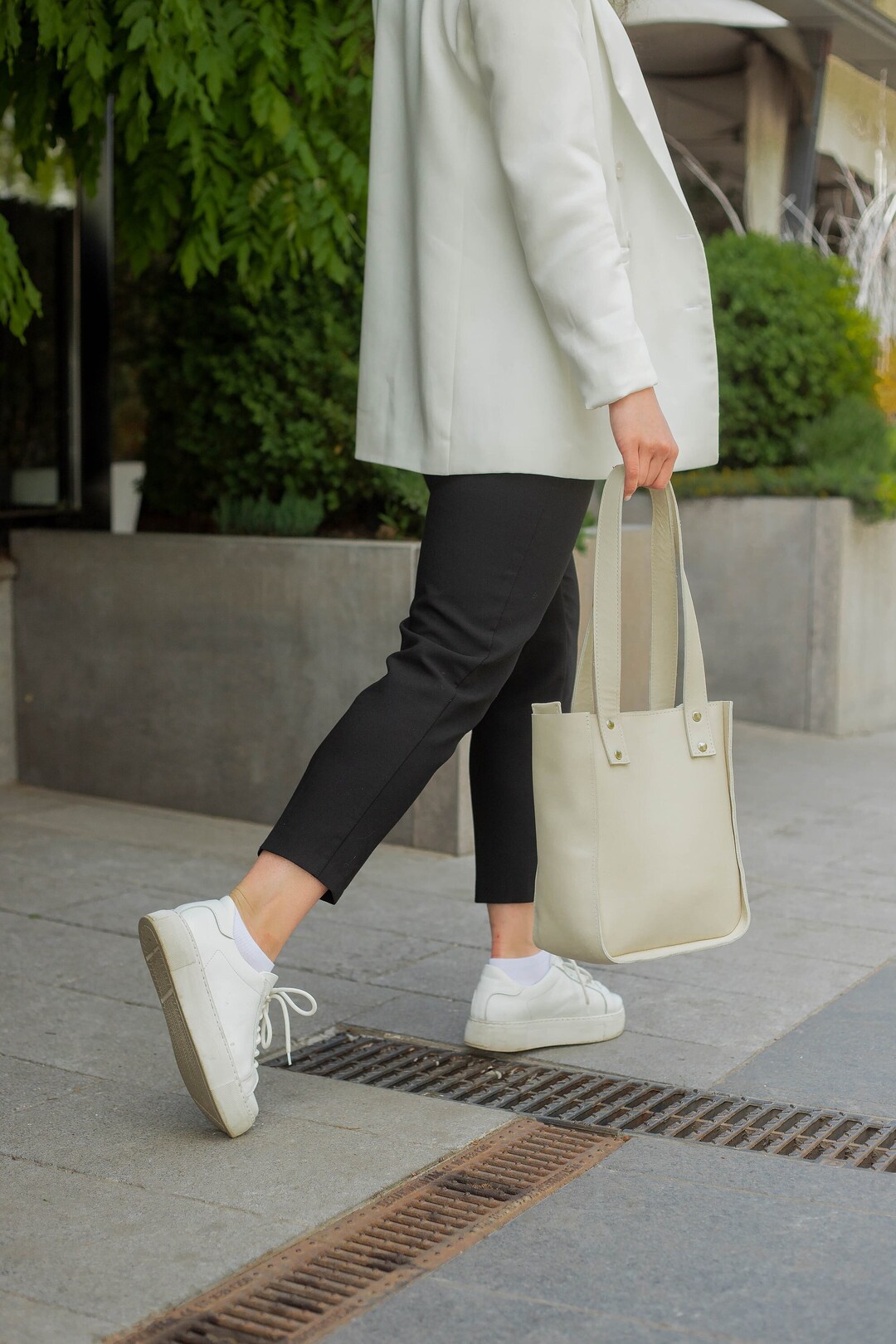 Personalized Leather Tote Shopper Bag for Women – Zipper Shoulder ...