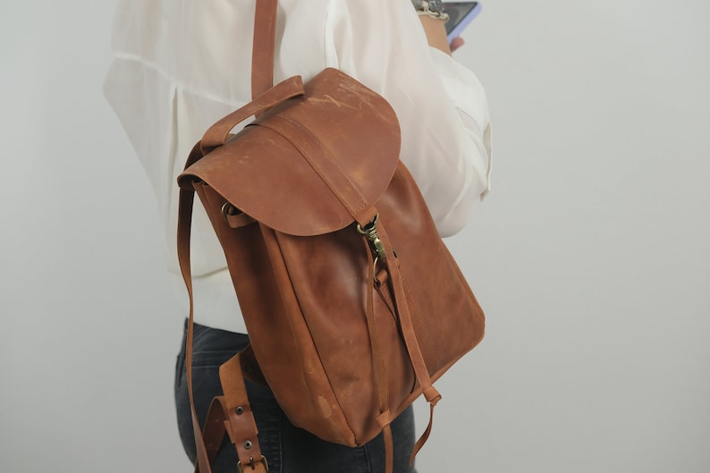 Personalized Small Leather Backpack for Women Drawstring - Etsy