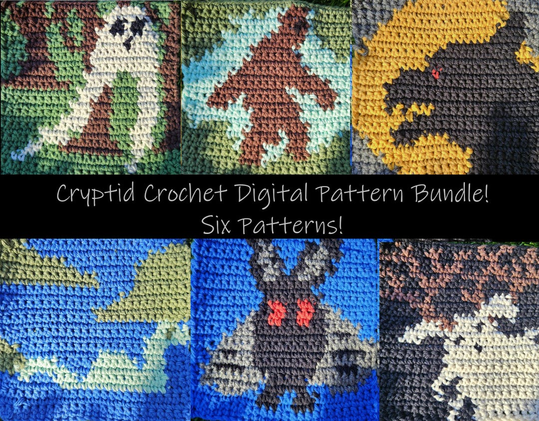 Cryptid Tapestry Crochet Pattern Bundle: Bigfoot, Loch Ness, Mothman, Werewolf, Fresno, Wendigo ...