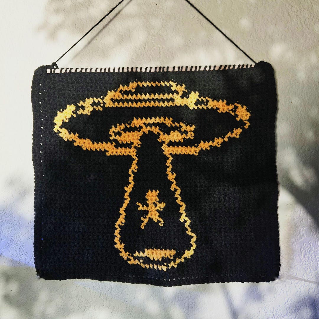 UFO Abduction Tapestry Crochet Pattern: Alien Wall Hanging (digital ...
