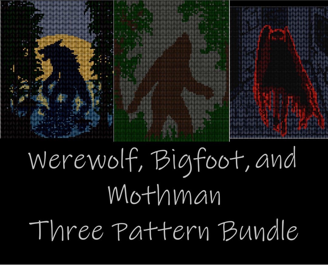 Cryptid Tapestry Crochet Patterns: Werewolf, Mothman, Sasquatch ...