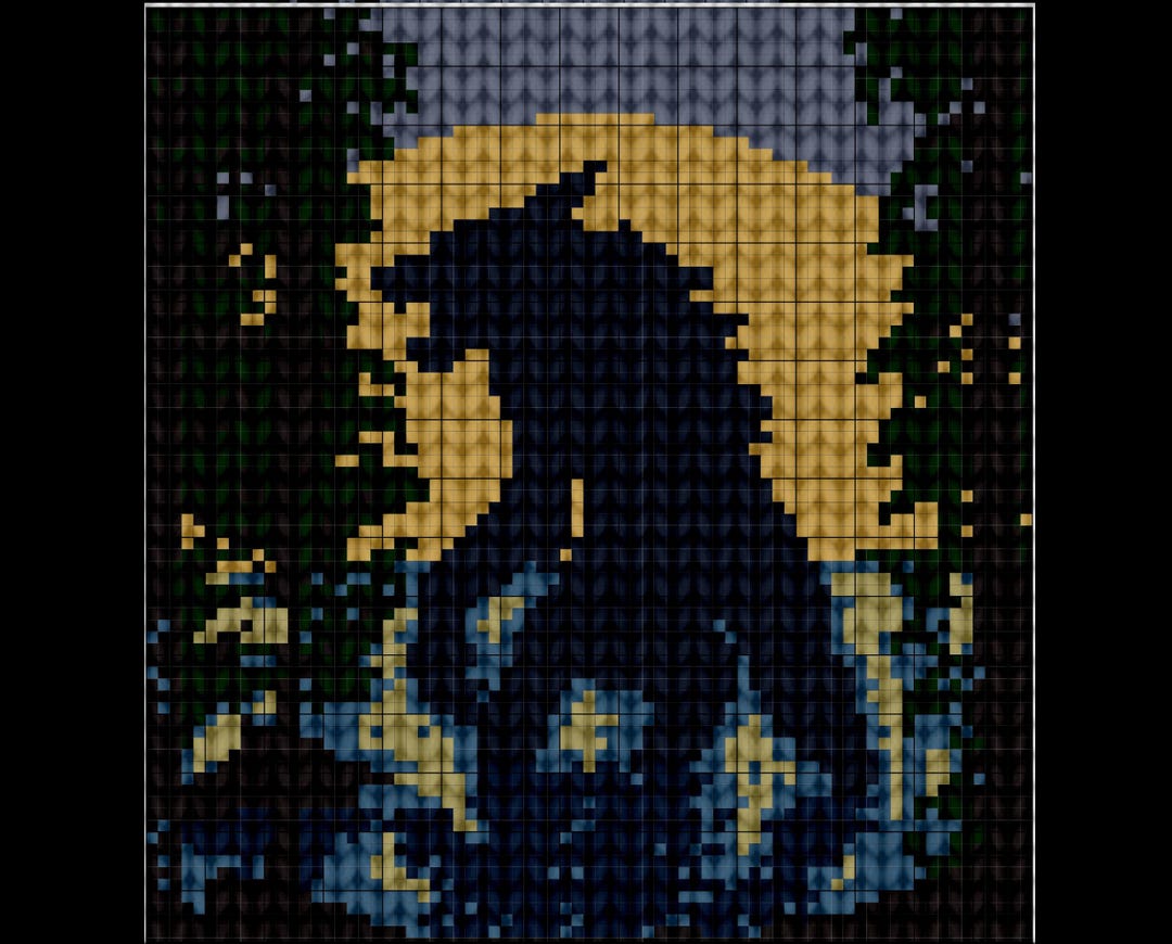 Small Werewolf Tapestry Crochet Pattern - Cryptid Moon Wall Hanging ...