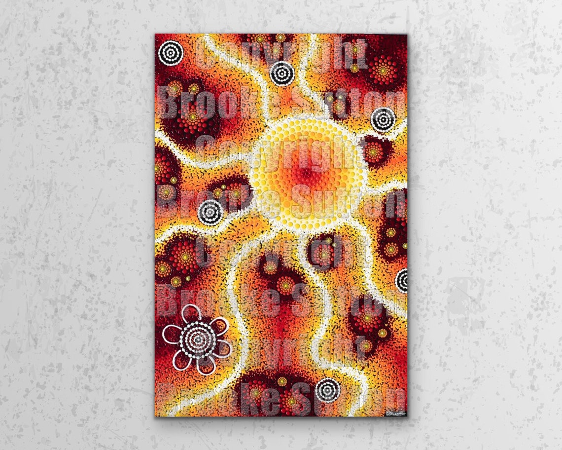 Indigenous Print Sun Dreaming by Brooke Sutton 60cm x 90cm | Etsy