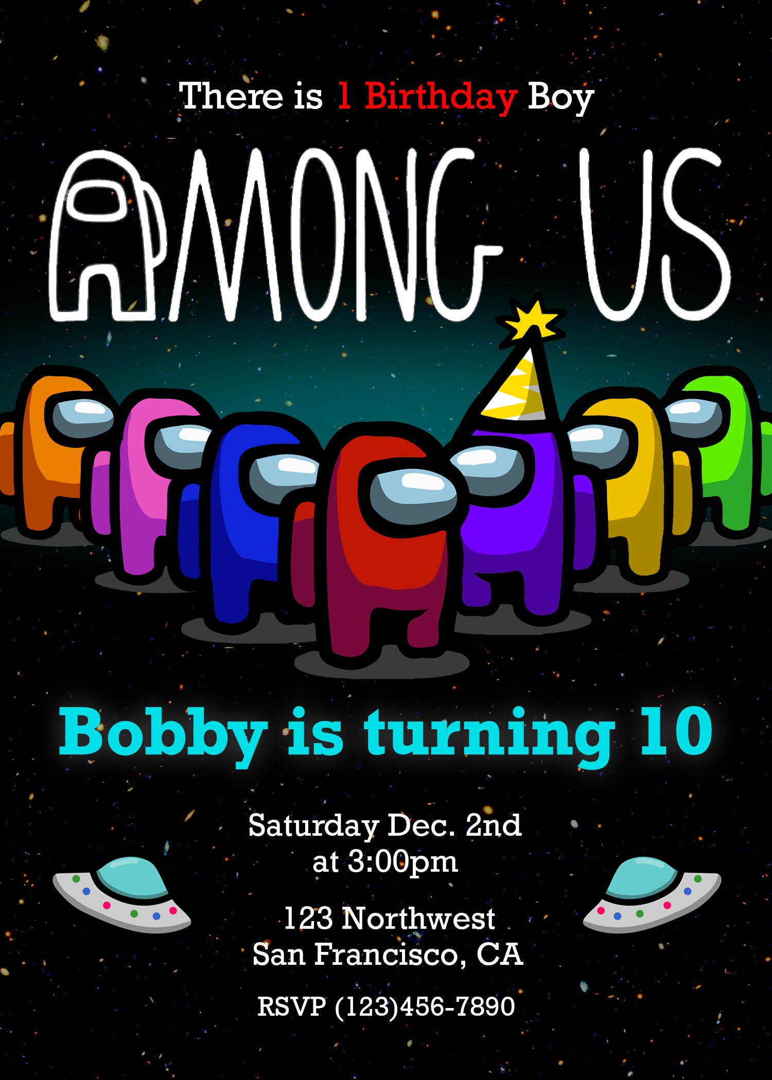 Among Us Digital Birthday Invitation - Etsy