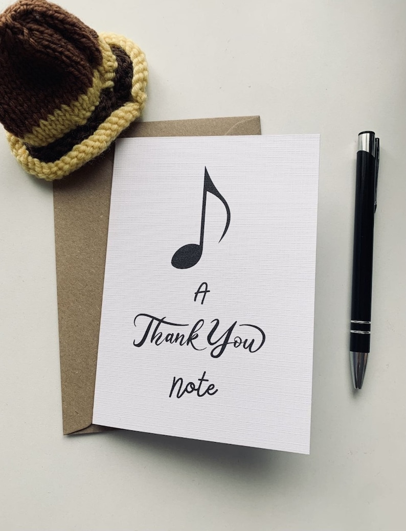 A Thank You Note | Music | Grateful | Appreciation Card - Etsy