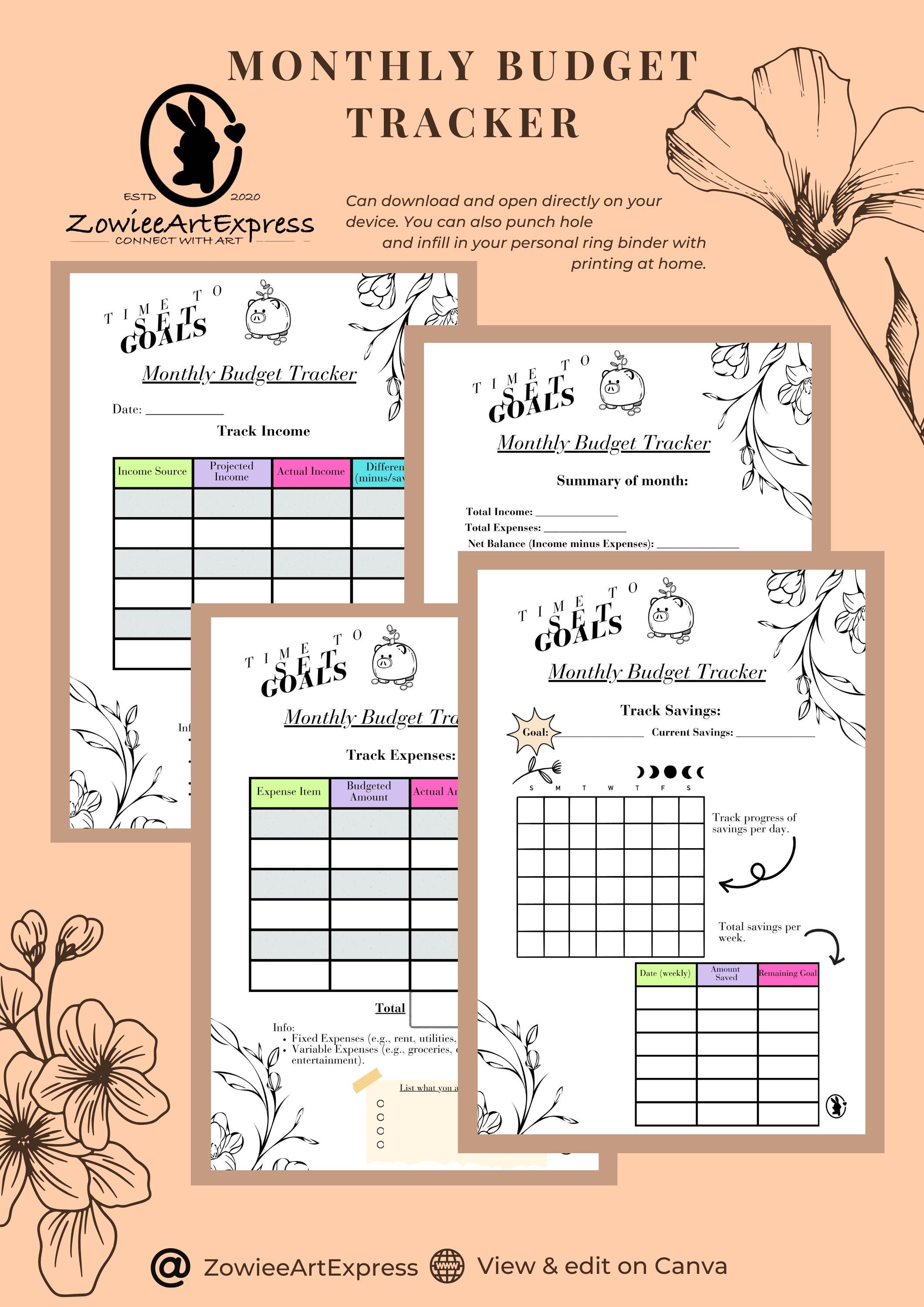 Monthly Budget Tracker Printable | Finance Planner (instant Download ...