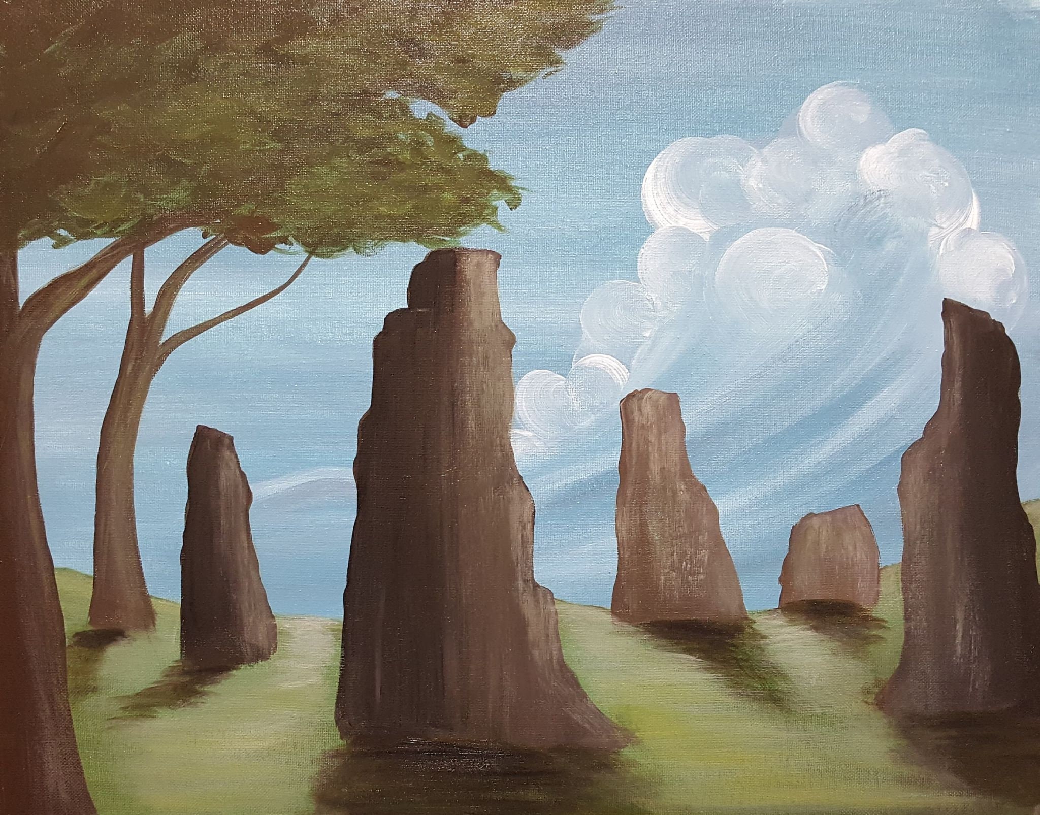 Original. Standing Stones Outlander Acrylic Painting 10x12 Craigh na ...