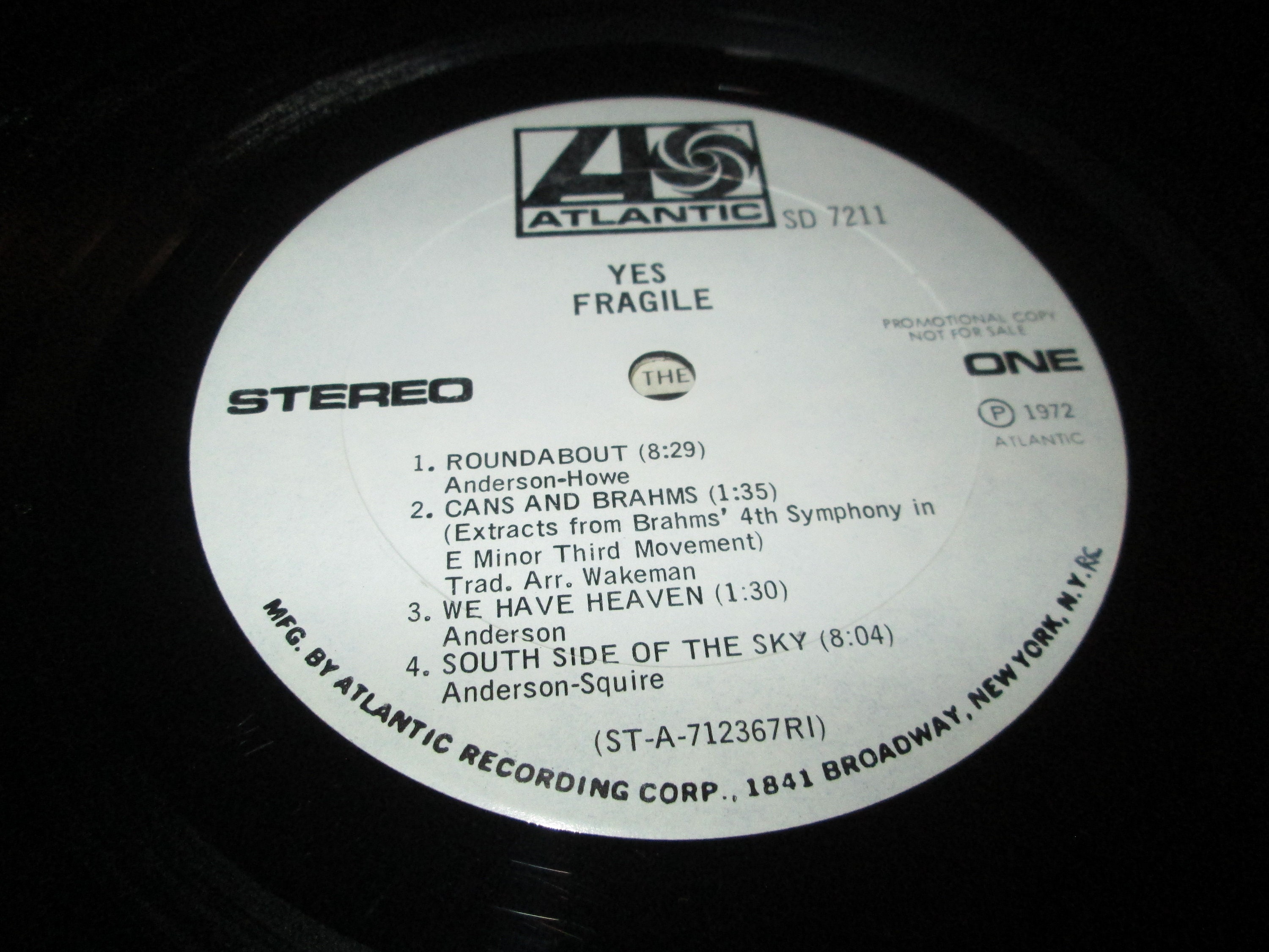 Yes fragile RARE White Label Promo on Atlantic Records SD - Etsy