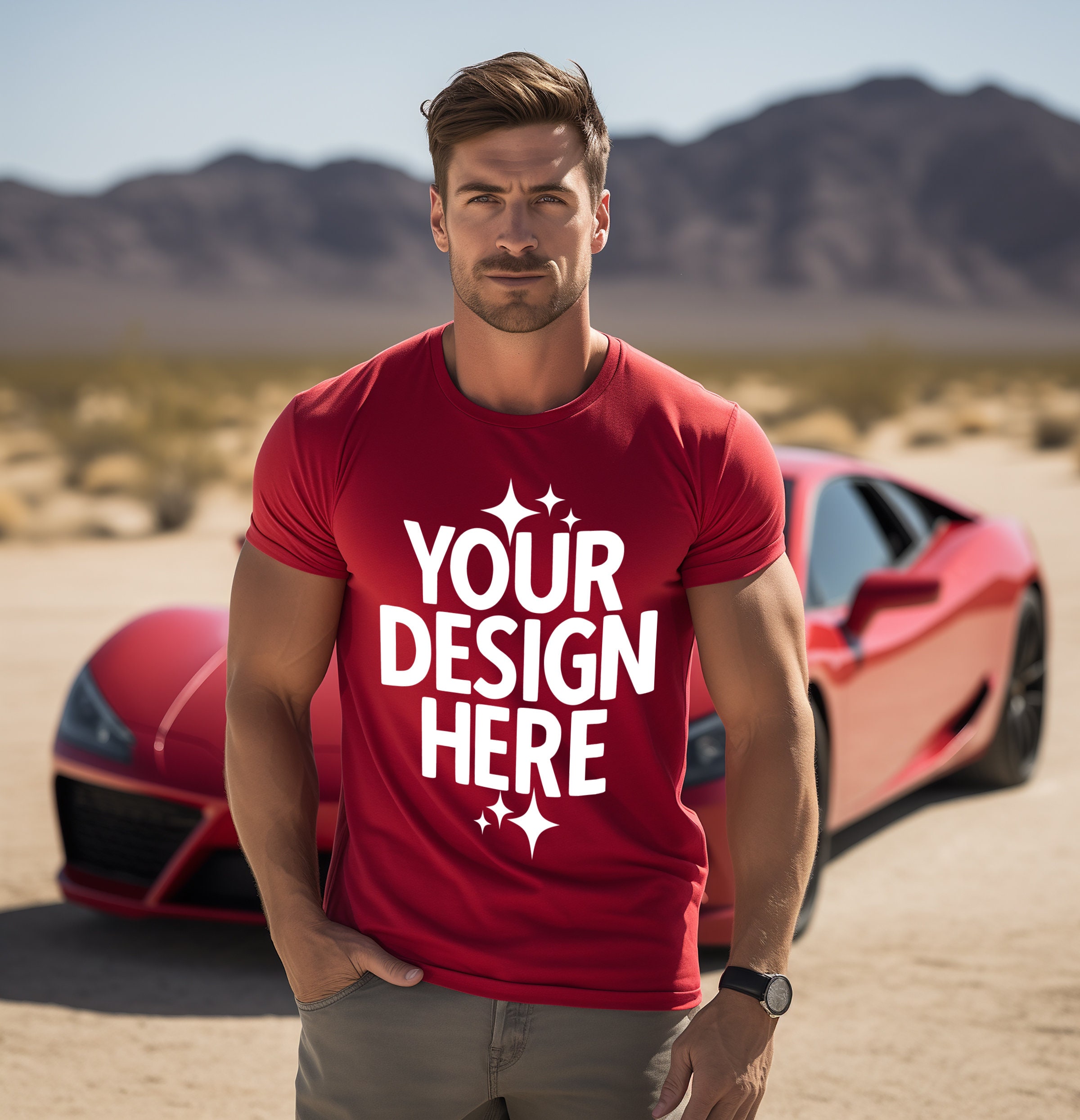 Gildan 5000 / G500 Red Color T-shirt Mockup Men's Tee Mockup Gildan ...