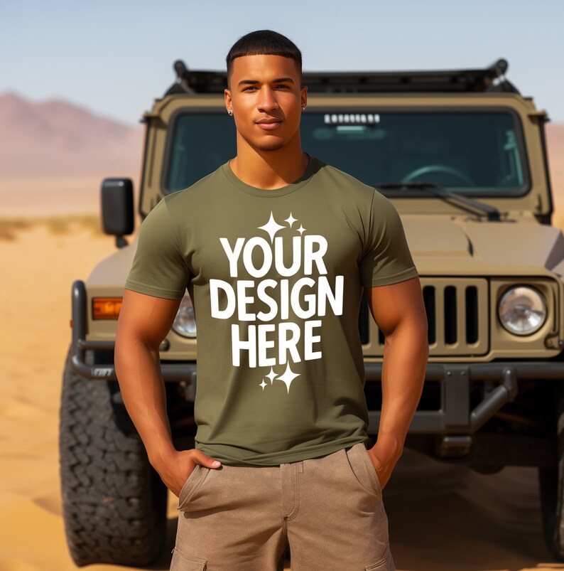 Gildan 5000 Military Green T-shirt Mockup (JPEG Format) - Etsy