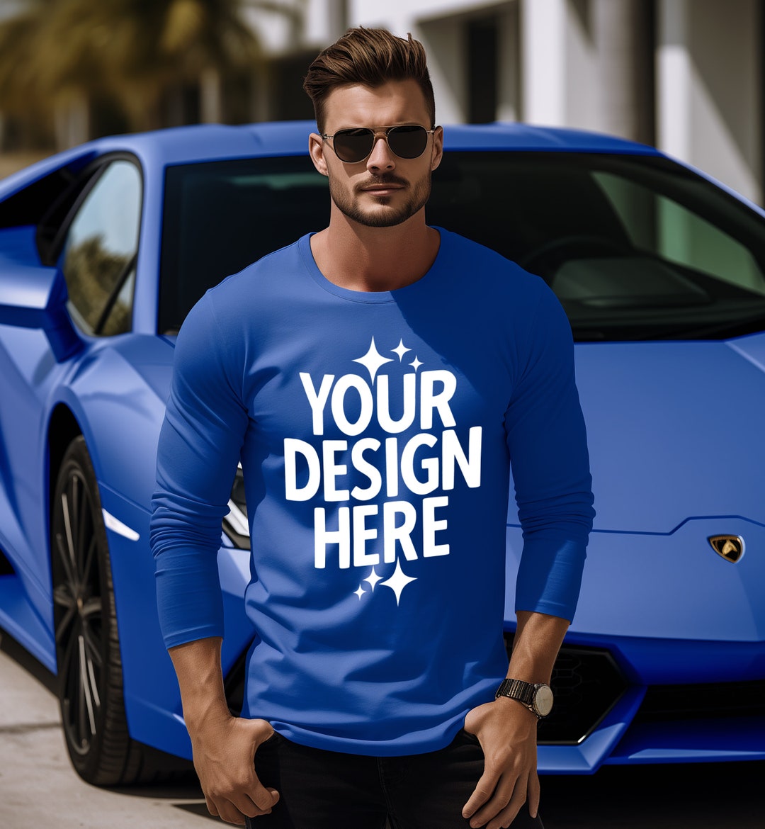 Royal Blue Long Sleeve Tee Mockup: Men's Gildan 64400 (JPEG File) - Etsy