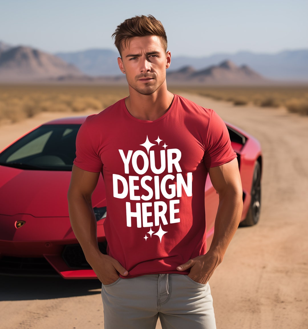 Red Gildan 5000 T-shirt Mockup: Men's POD (JPEG File) - Etsy