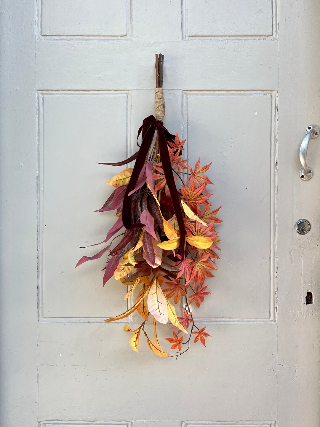 Autumn Door Swag With Japanese Maple, Gold and Orange Glamis Croton ...