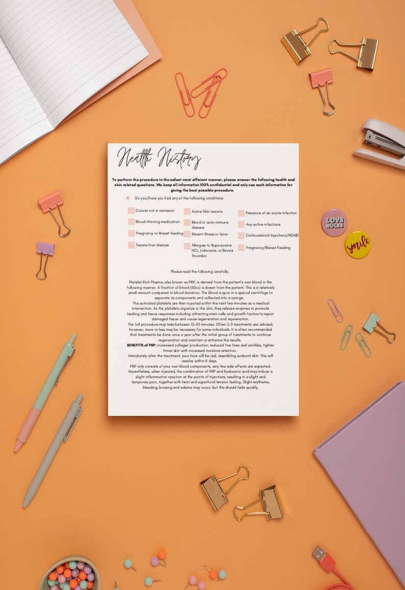 Vampire Facial PRP Consent and Consultation Form. 3 Pages, Including ...