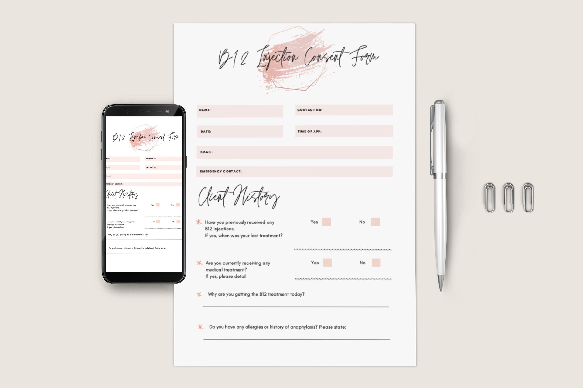 B12 Injection Consent and Consultation Form. 3 Pages, Including Health ...