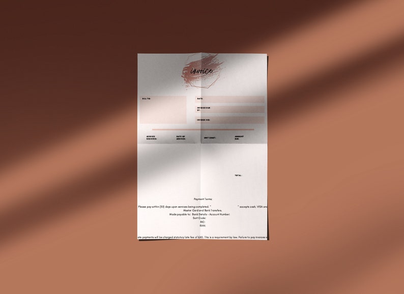 Invoice Template for Makeup Artists, Hair Stylists, Beauty ...