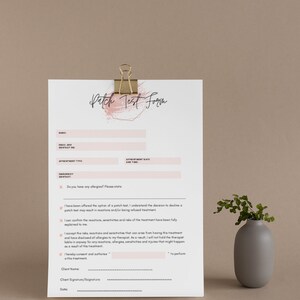 Patch Test Form for Salons, Makeup Artists, Dermatologists and ...