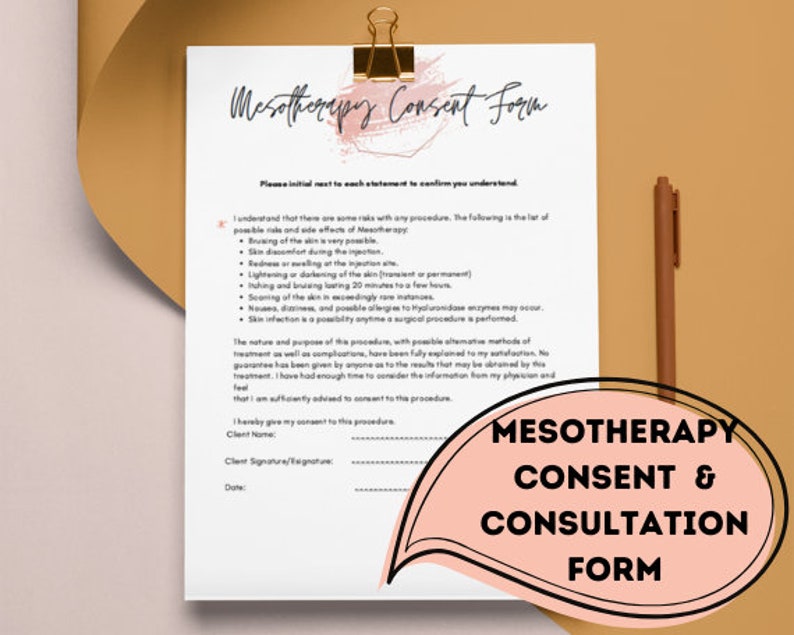 Mesotherapy Consent and Consultation Form. 4 pages including - Etsy México