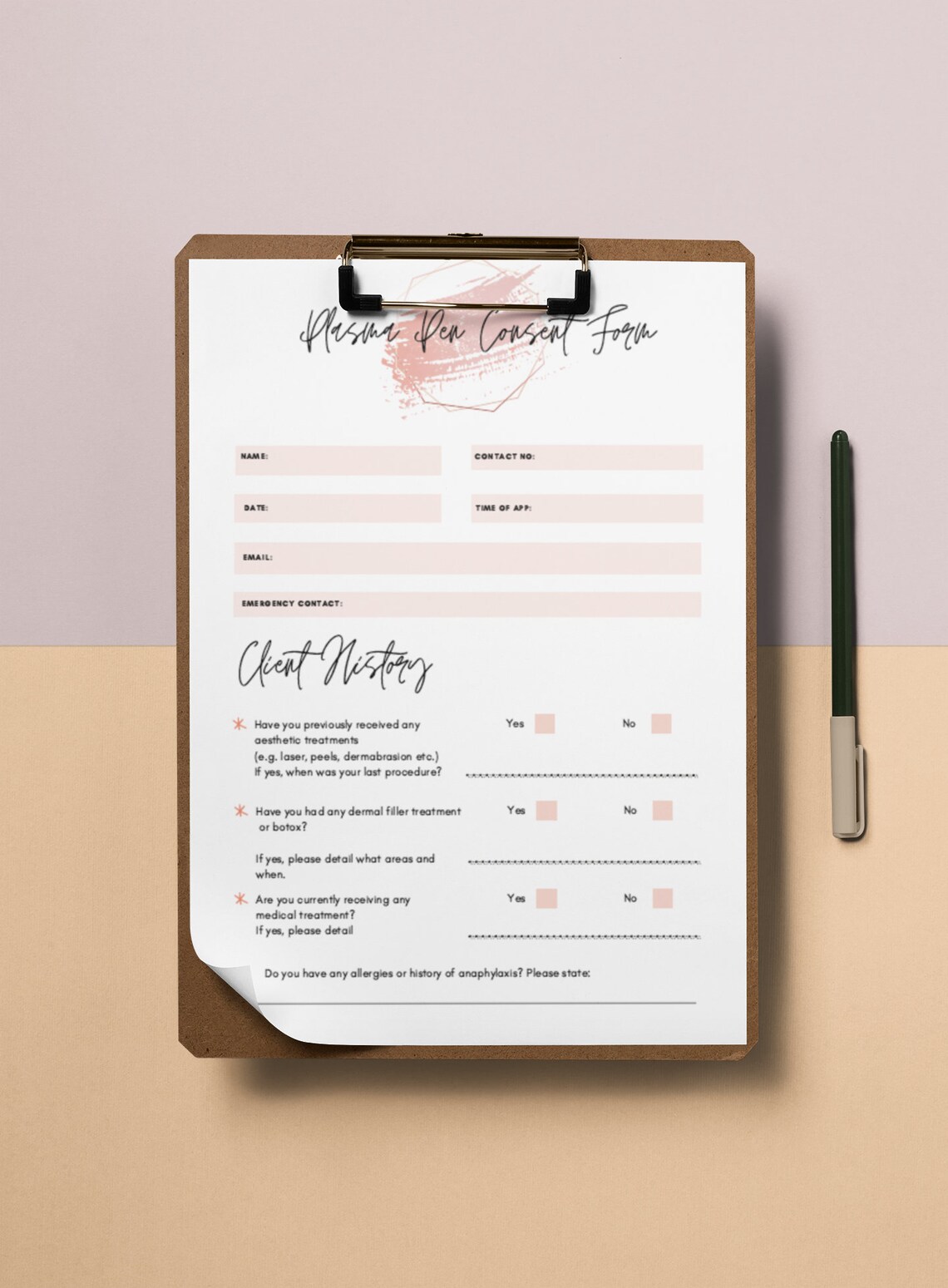 Plasma Pen Treatment Consent and Consultation Form. 3 Pages, Including ...