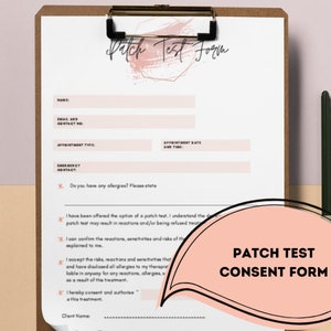Patch Test Form for Salons, Makeup Artists, Dermatologists and ...