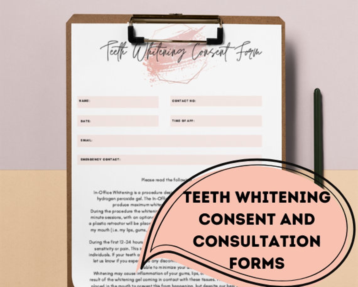 In Office Teeth Whitening Dentist Consent and Consultation Form ...