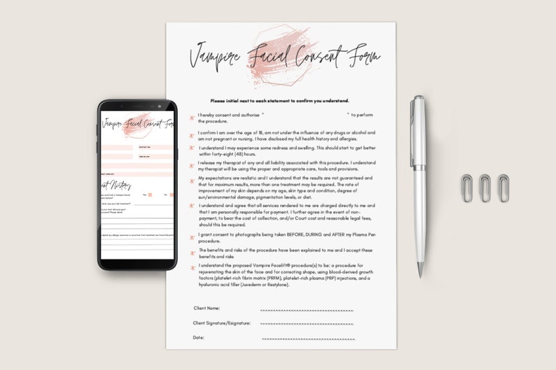 Vampire Facial PRP Consent and Consultation Form. 3 Pages, Including ...