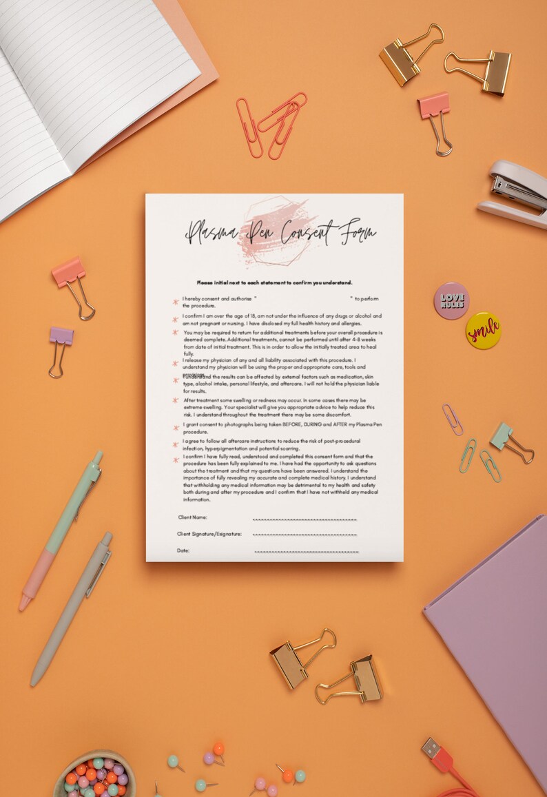 Plasma Pen Treatment Consent and Consultation Form. 3 Pages, Including ...