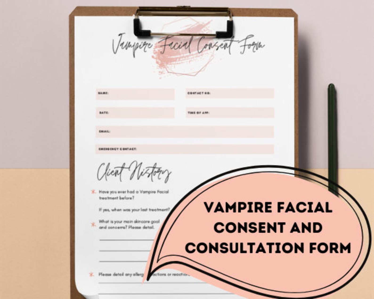 Vampire Facial PRP Consent and Consultation Form. 3 Pages, Including ...