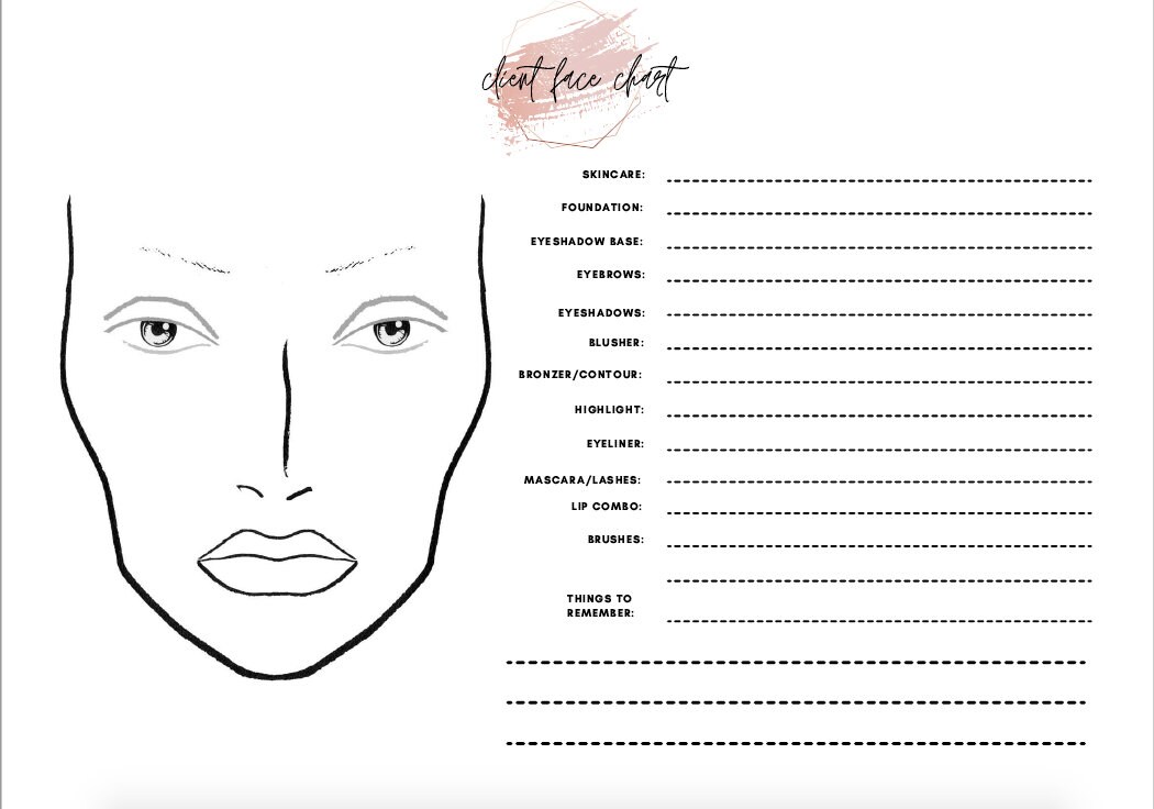 Printable Client Face Chart for Makeup Artists - Etsy