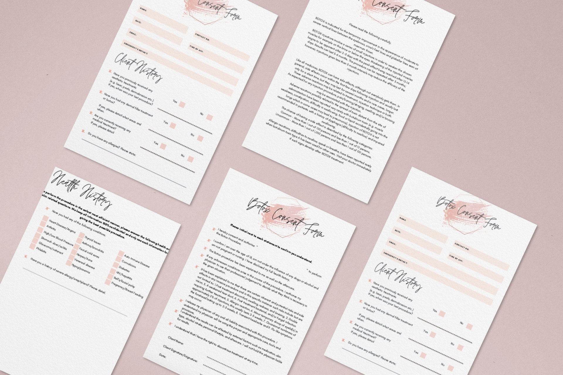 Botox Consent and Consultation Form, Printable Digital Download. 4 Forms Including Health Review ...