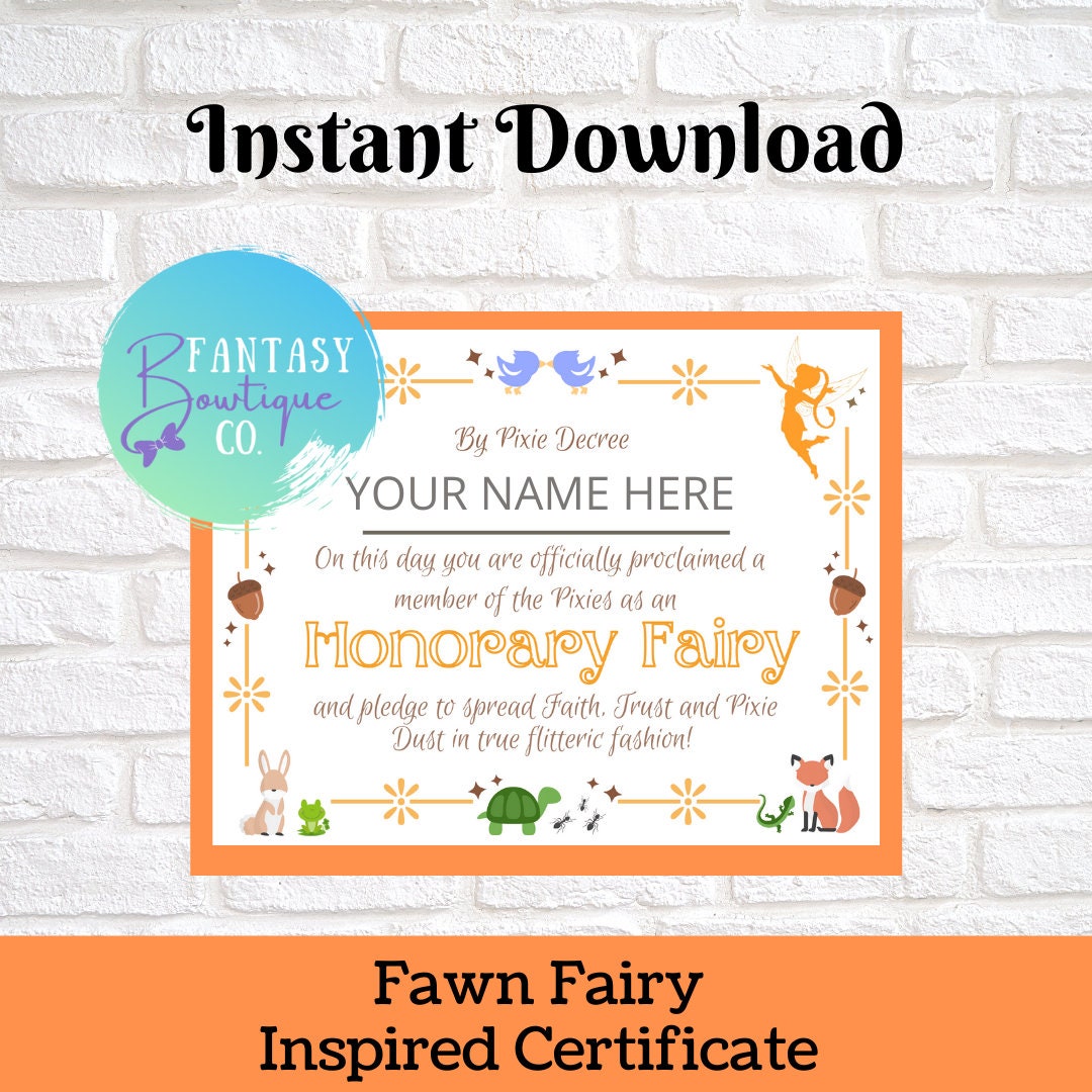 Pixie Hollow | Fairies | Fairy Certificate | Pixie Dust | Tinkerbell - Etsy
