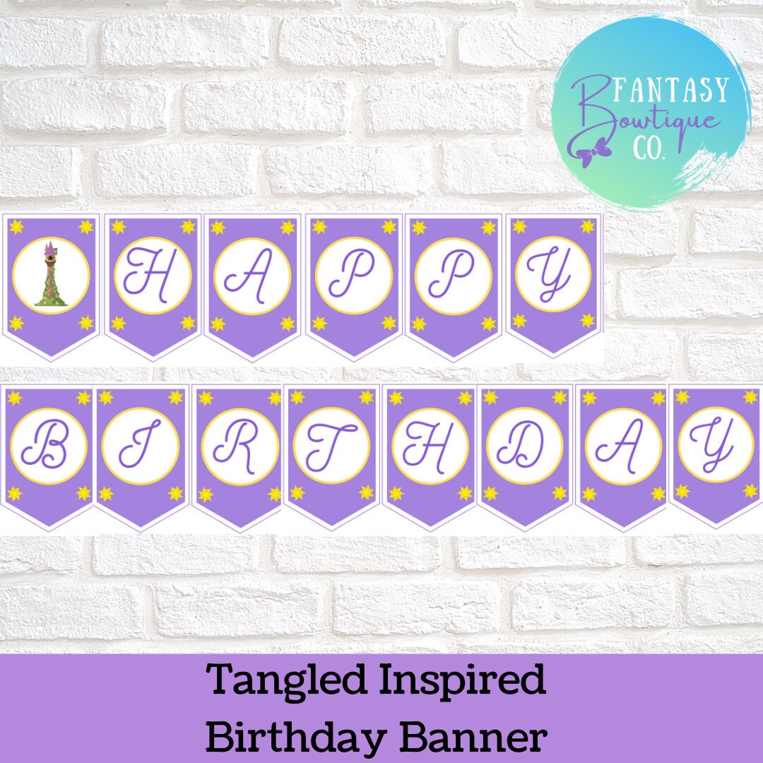 Rapunzel Inspired Tangled Princess Party Birthday Banner Instant ...