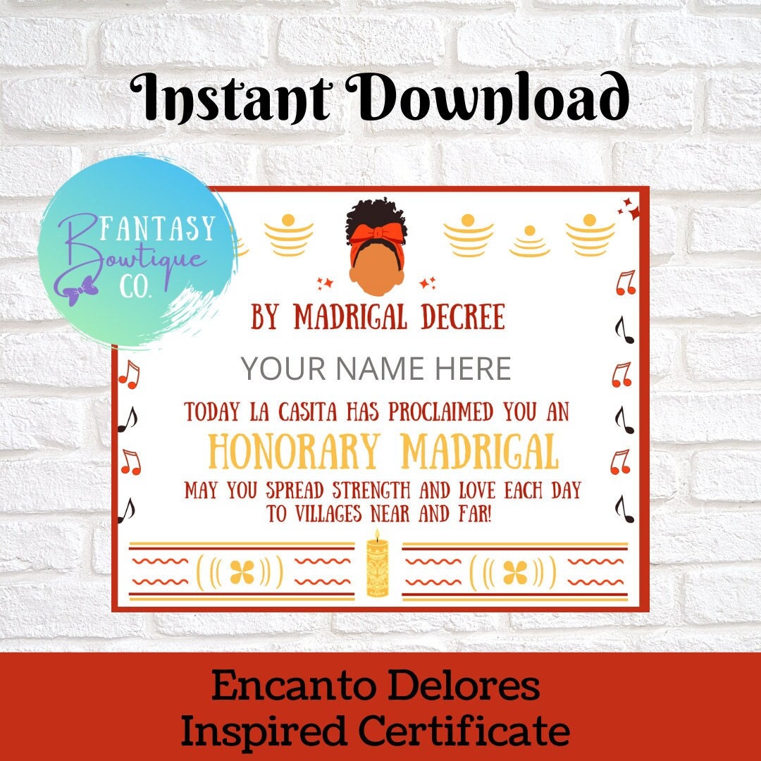 Encanto Delores Inspired Certificate Princess Certificate Party Favor ...